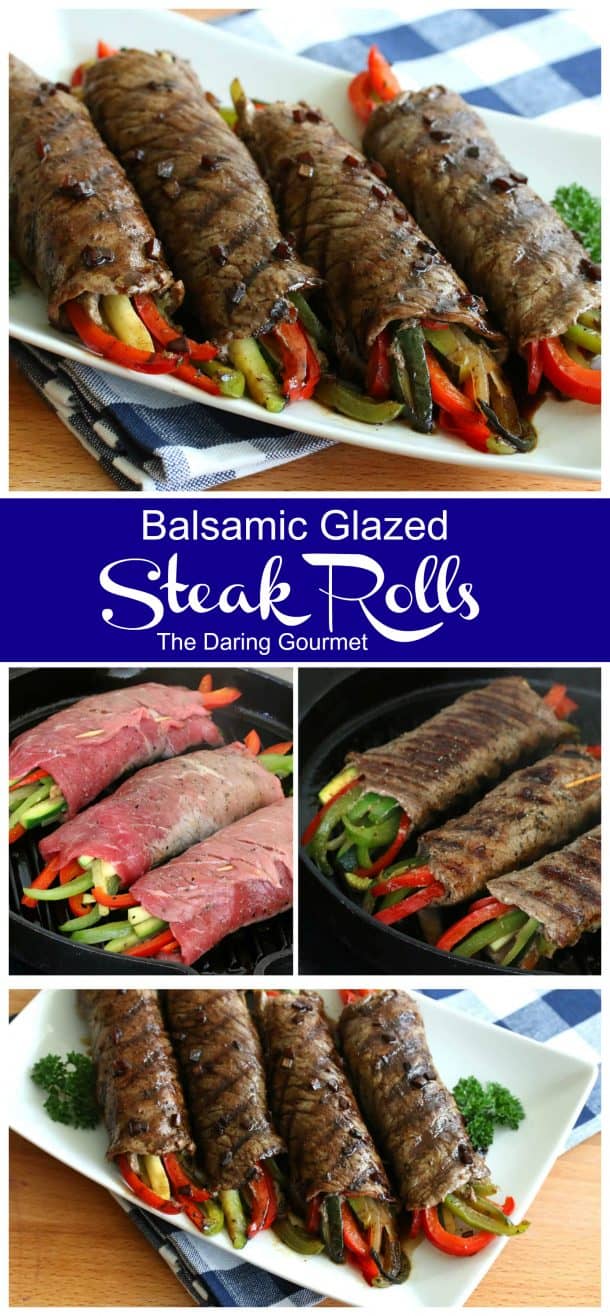 Balsamic Glazed Steak Rolls - The Daring Gourmet