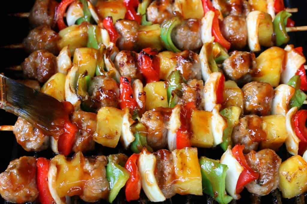 Sweet and Sour Meatball Kabobs - The Daring Gourmet