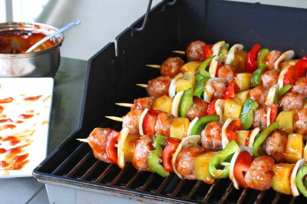 Sweet and Sour Meatball Kabobs - The Daring Gourmet