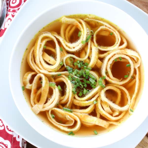 Flädlesuppe (German Pancake Soup) - The Daring Gourmet
