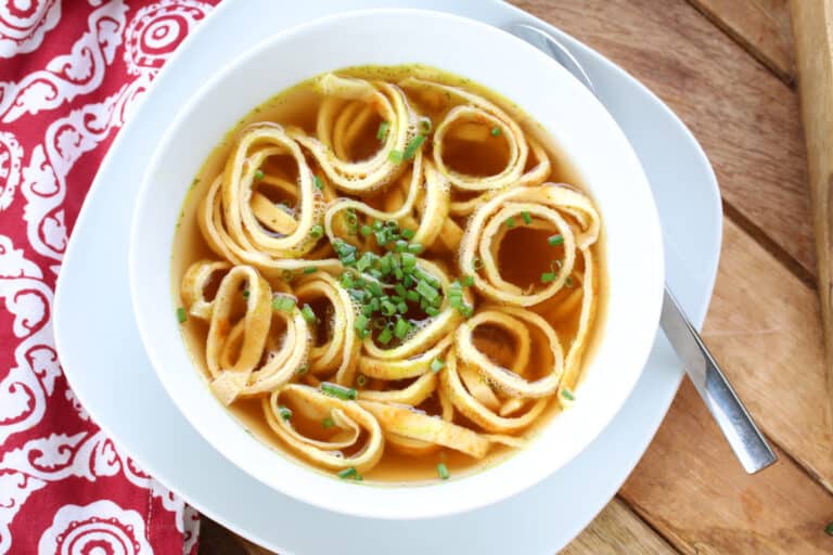 Flädlesuppe (German Pancake Soup) - The Daring Gourmet