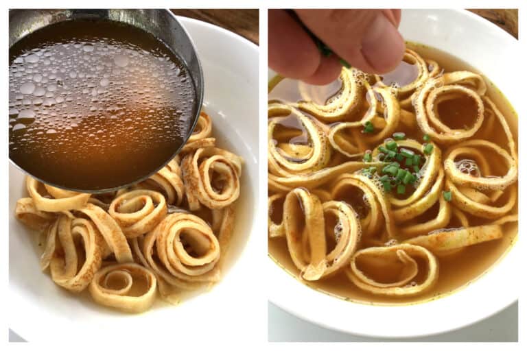 Flädlesuppe (German Pancake Soup) - The Daring Gourmet